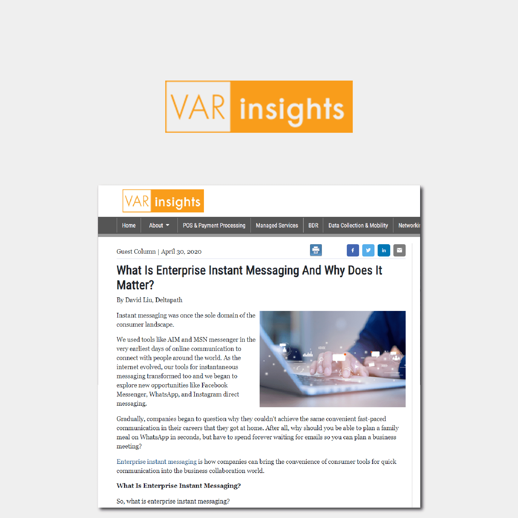 VARinsights: What Is Enterprise Instant Messaging And Why Does It Matter? - Deltapath